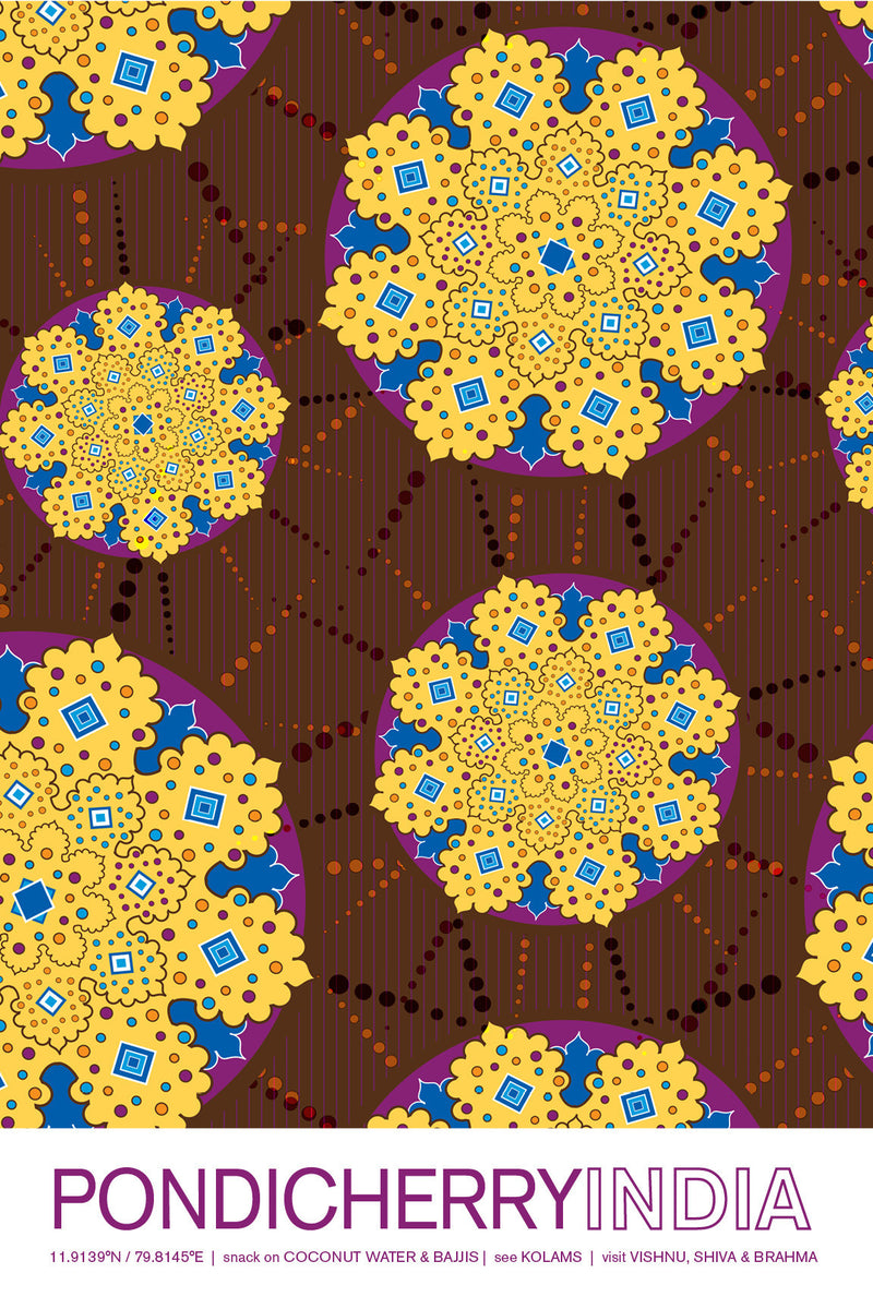 Pondicherry, India Travel Poster – Map Ink
