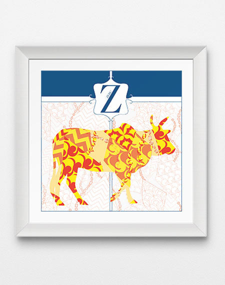 Z is for Zebu Art Print – Map Ink